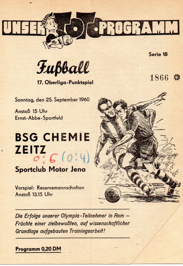 1960 17. Spieltag: SC Motor Jena - BSG Chemie Zeitz 6:0 – FCC-Wiki ...